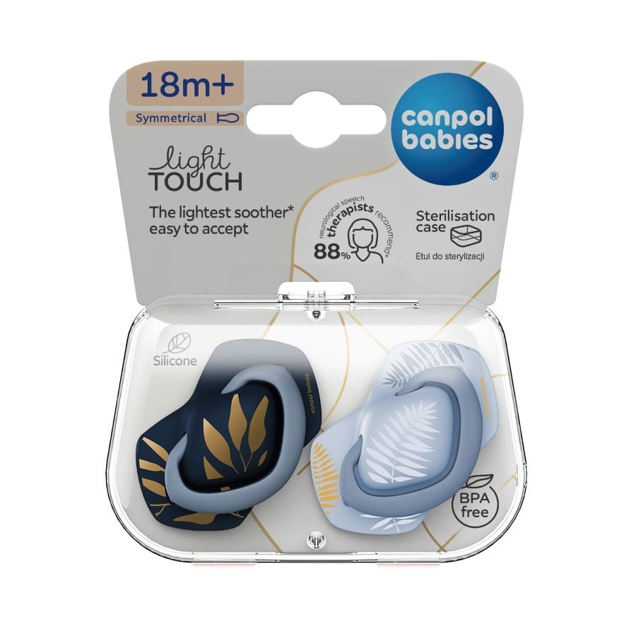 Пустышка Canpol Babies Gold, силиконовая, 18 мес+, 2 шт, синий