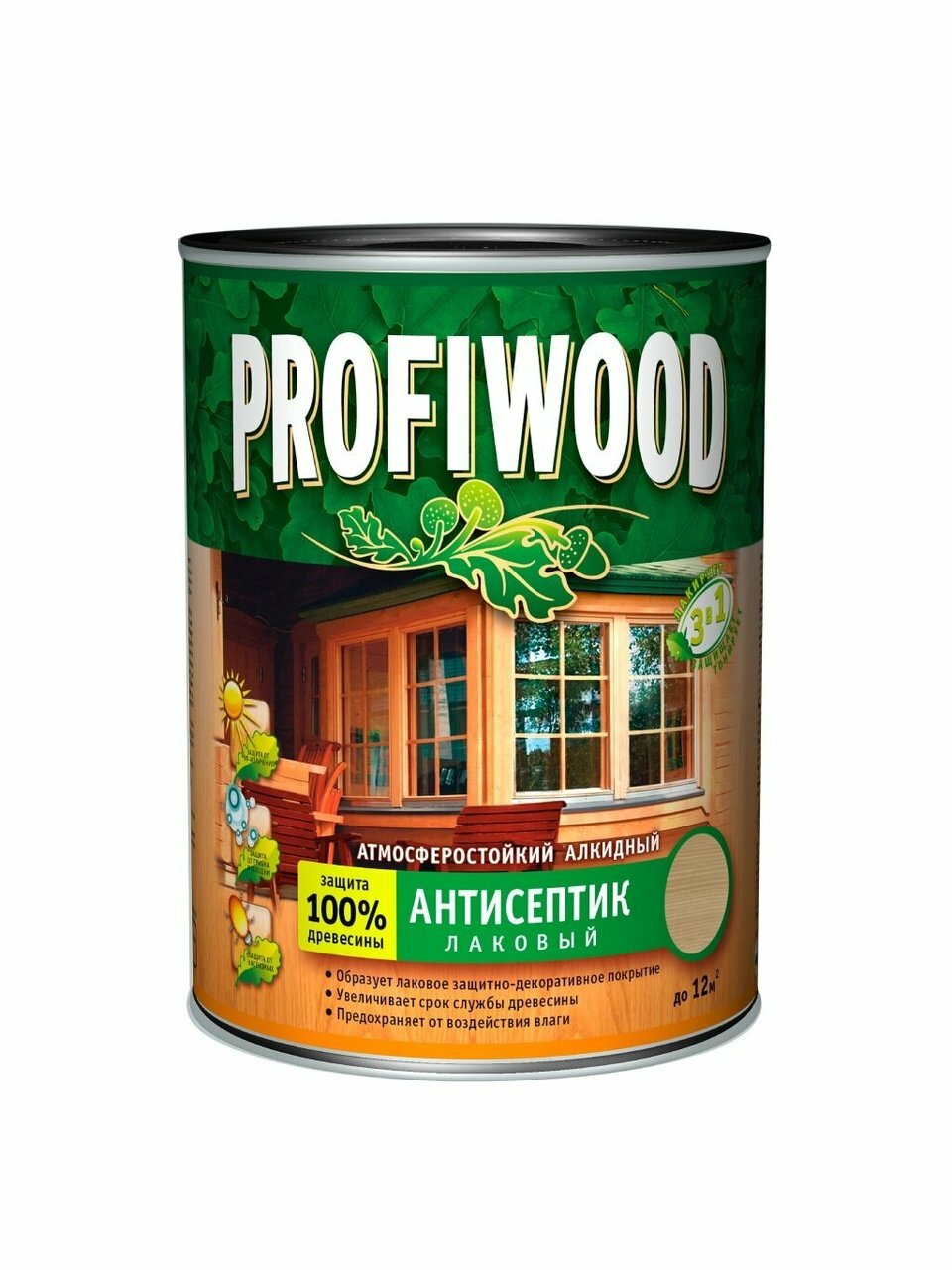 Антисептик Profiwood для дерева, лаковый, палисандр, 2,4 кг, для наружных работ