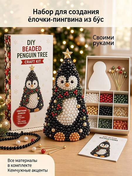 Набор для творчества DIY бисерная елка в виде животного, рождественский декор своими руками, подарочный набор для