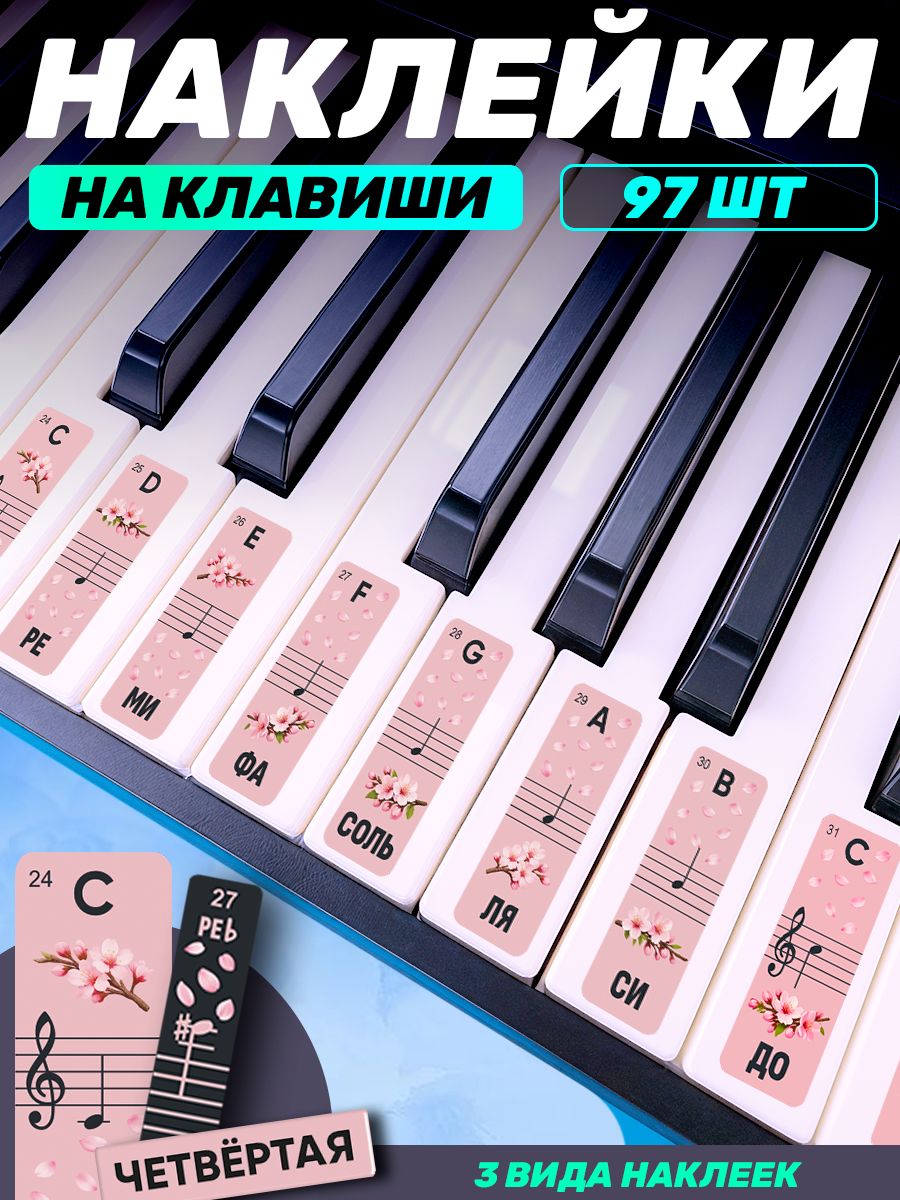 Стикеры наклейки на пианино сакура