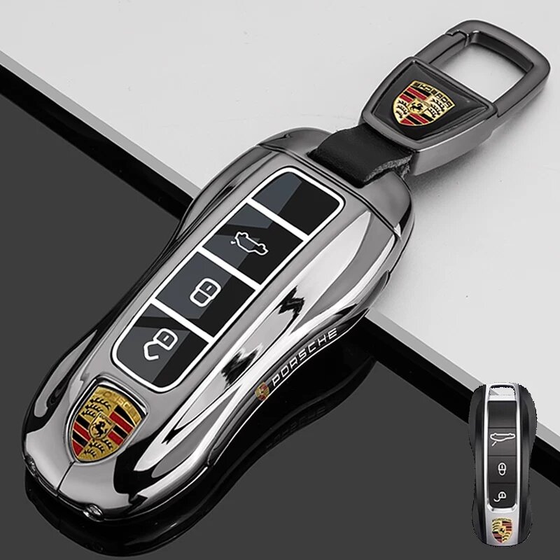 Чехол для ключа Porsche Cayenne в гунметал цвете с металлическим замком для премиум автоаксессуаров