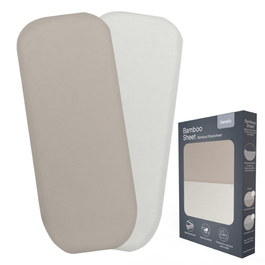 Простыня Lionelo Bamboo Sheet на резинке, бежевый, белый, 28х70 см, 2 шт