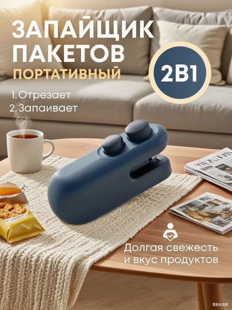 Запайщик пакетов портативный для продуктов, запаиватель пакетов ручной с ножом, упаковщик 2в1, на магните