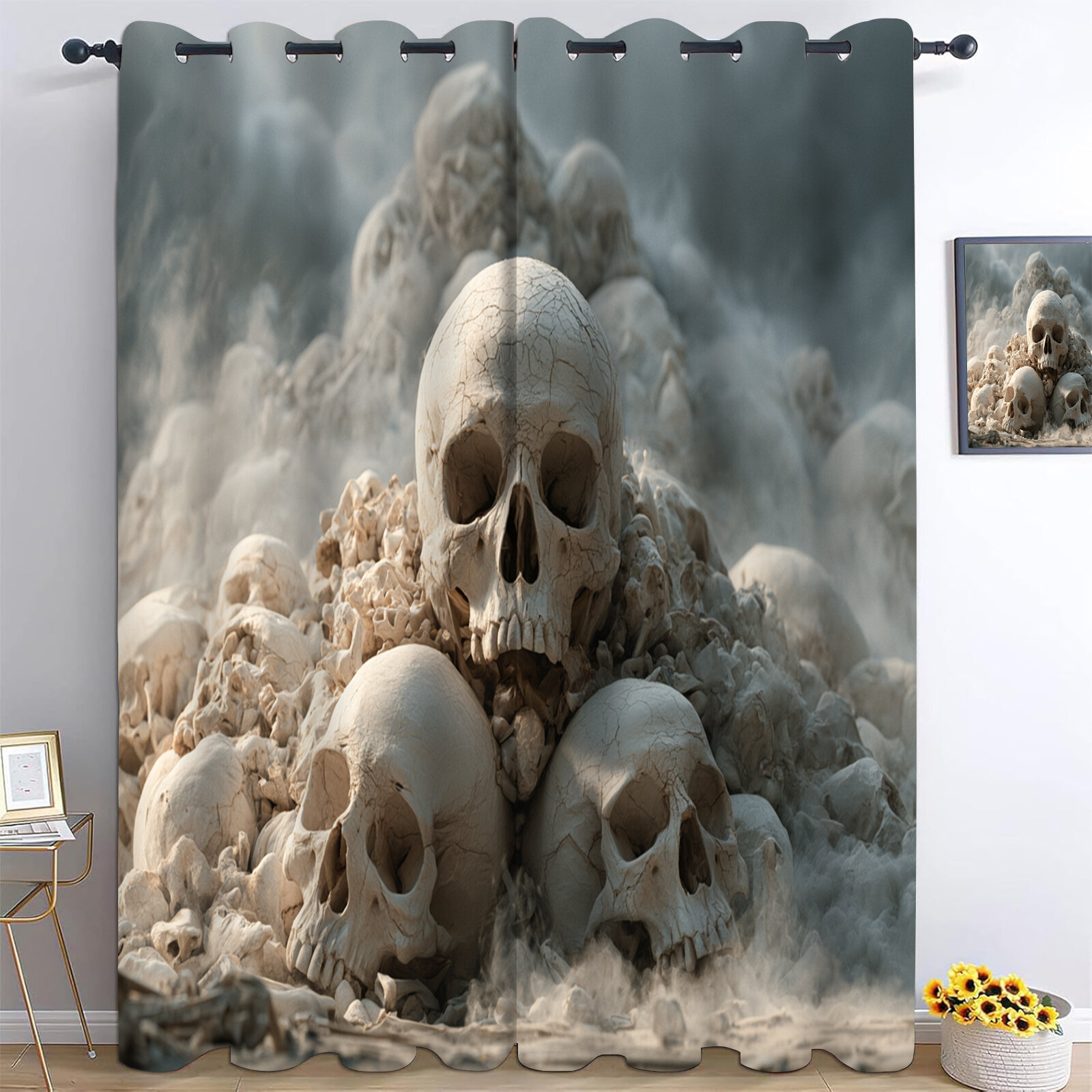 Гора Черепов Готика Шторы блэкаут для гостиной и спальни, комплект 2 шт 145x240cm