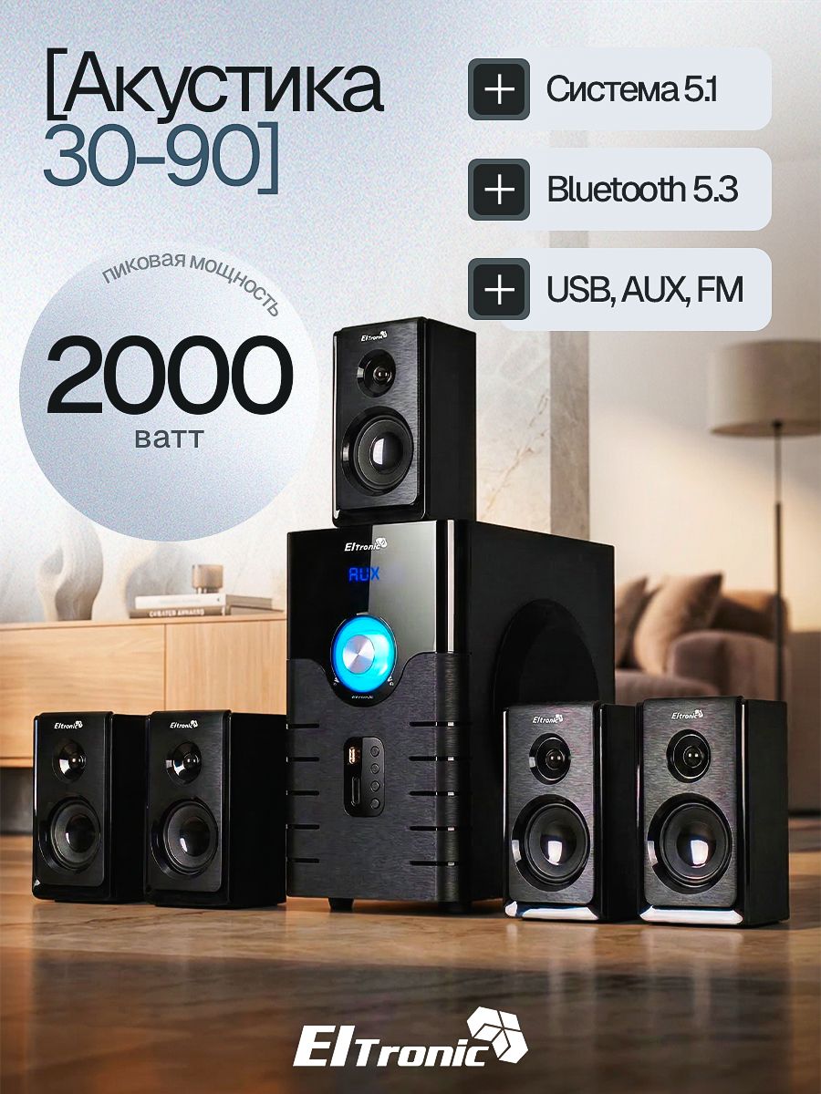 Акустическая система ELTRONIC 30-90 HOME SOUND Bluetooth Черный