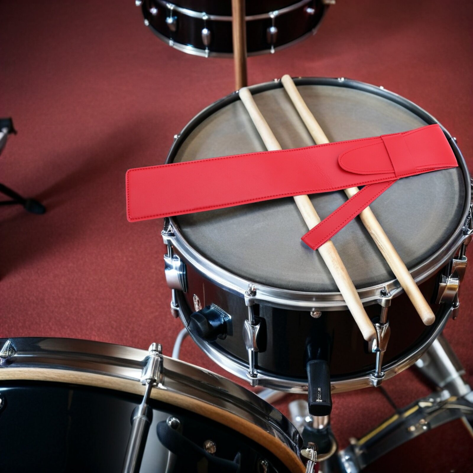 Красный портативный чехол из pu кожи для хранения барабанных палочек, подвесной футляр для барабанщиков