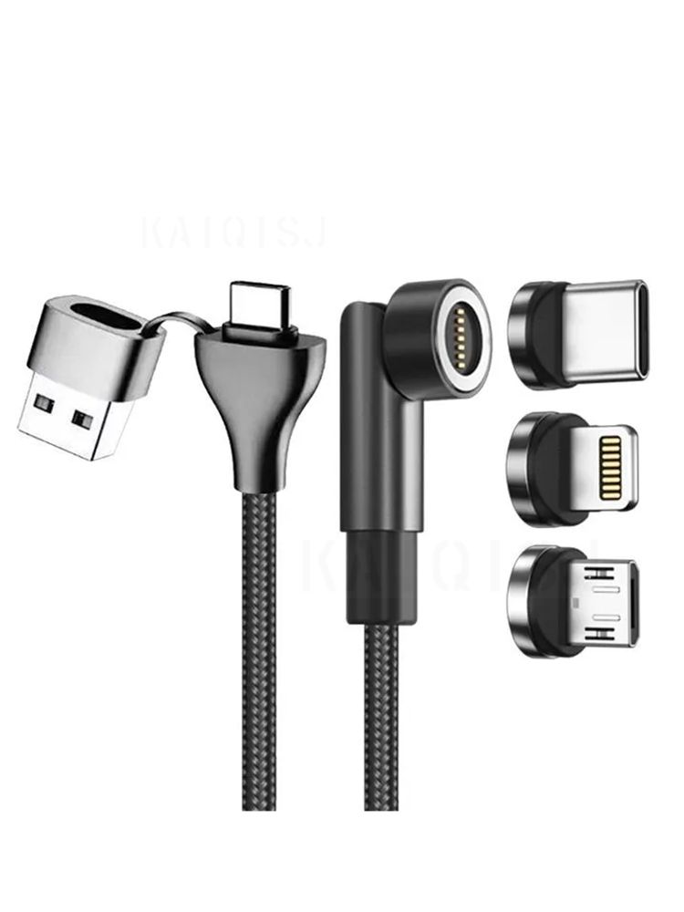 Магнитный провод/кабель для зарядки, USB Type-C коннектор, 1м, с вращением на 360 и сгибом на 180 градусов, 7pin(передача данных), быстрая зарядка
