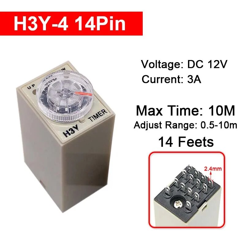 Реле задержки H3Y-4 14Pin, DC 12V, 0-10 минут