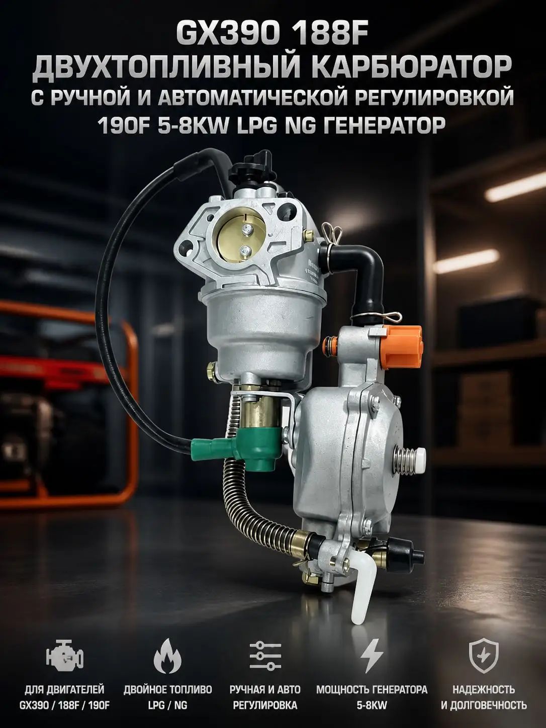 Генераторный карбюратор 188F-LPG GX390 для 5-8KW LPG NG