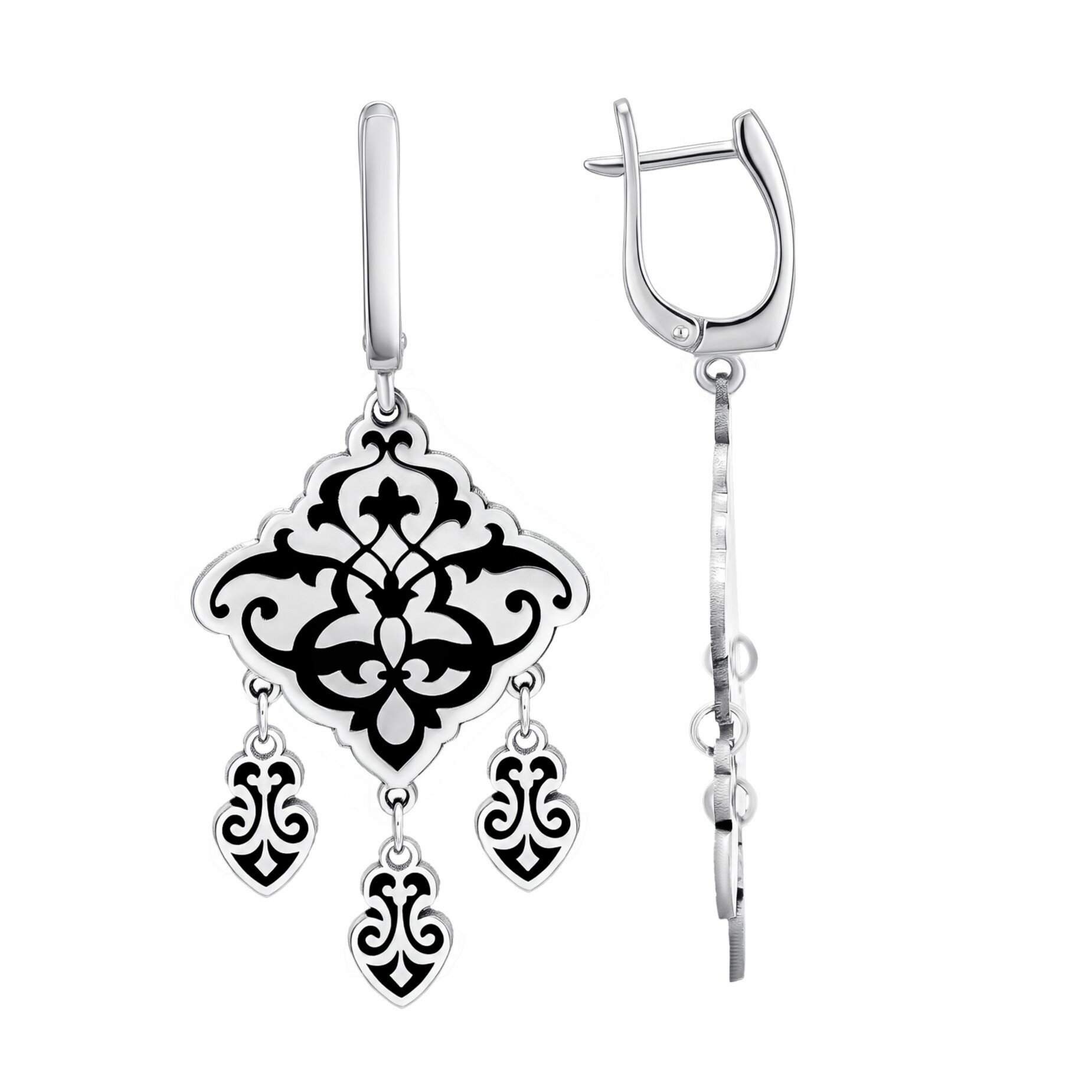 Серьги Яхонт, серебро, 925 проба, эмаль