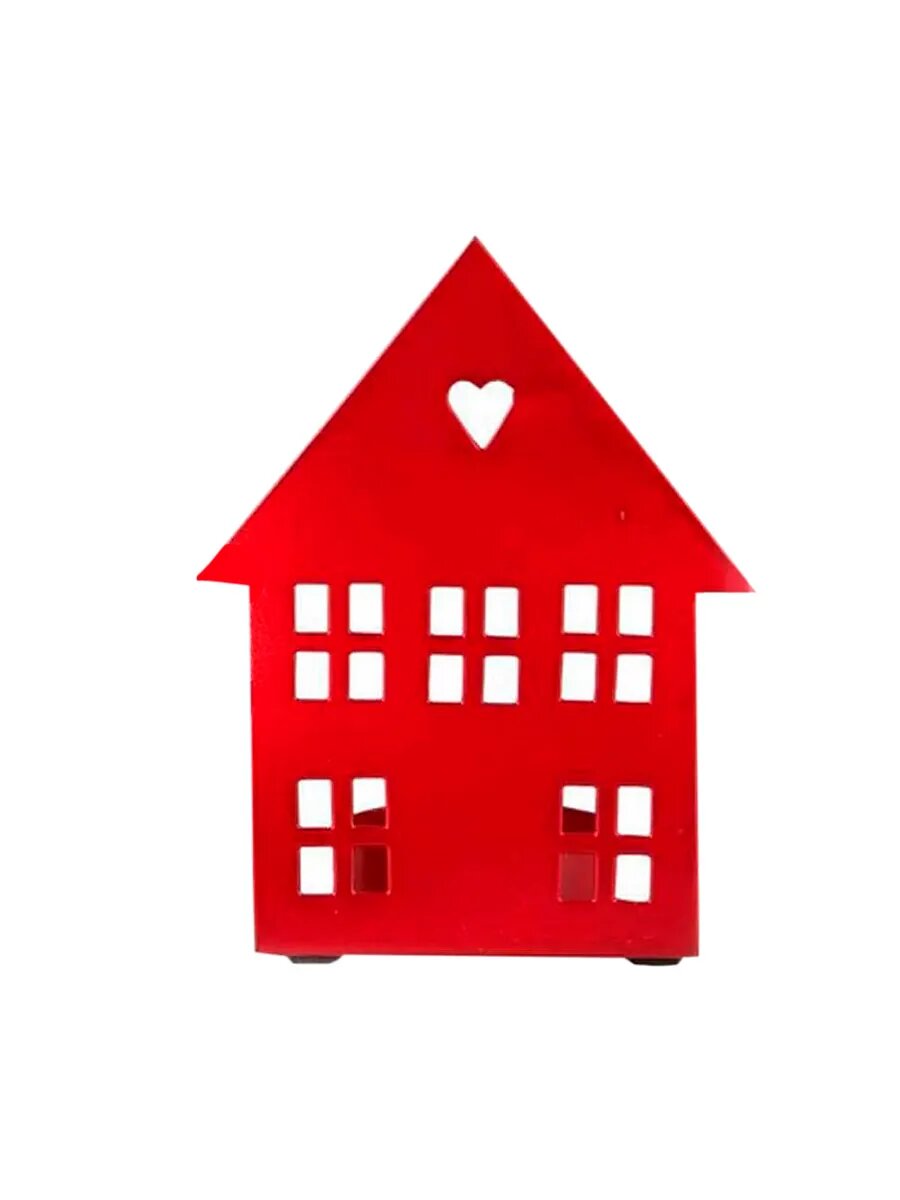 Подсвечник tealight house facade red 5 windows.
