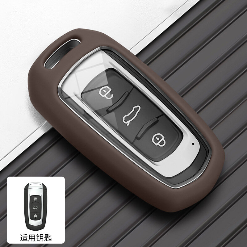 Силиконовый чехол для ключей Geely Coolray Geometry A Binyue Monjaro Boyue L Emgrand S тип B коричневый одинарный