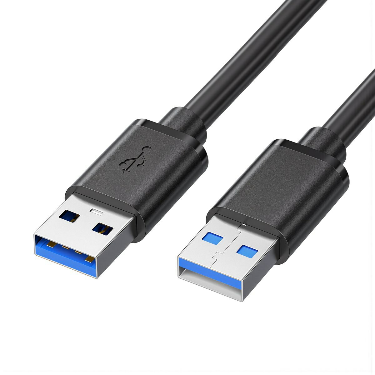 USB 3.0 кабель два мужских разъема 0.3 метра с луженой медной жилой экранировка алюминиевой фольгой черный