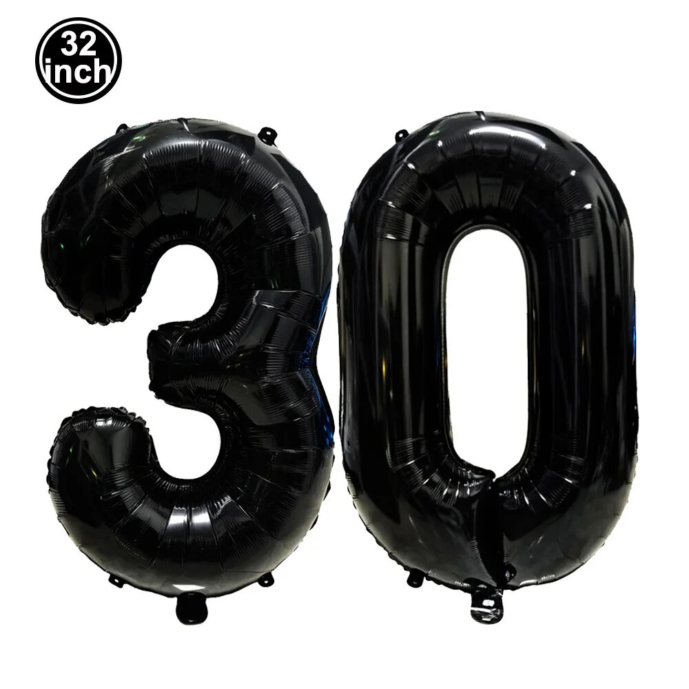 Воздушный шар номер 30 Черный, 1pc