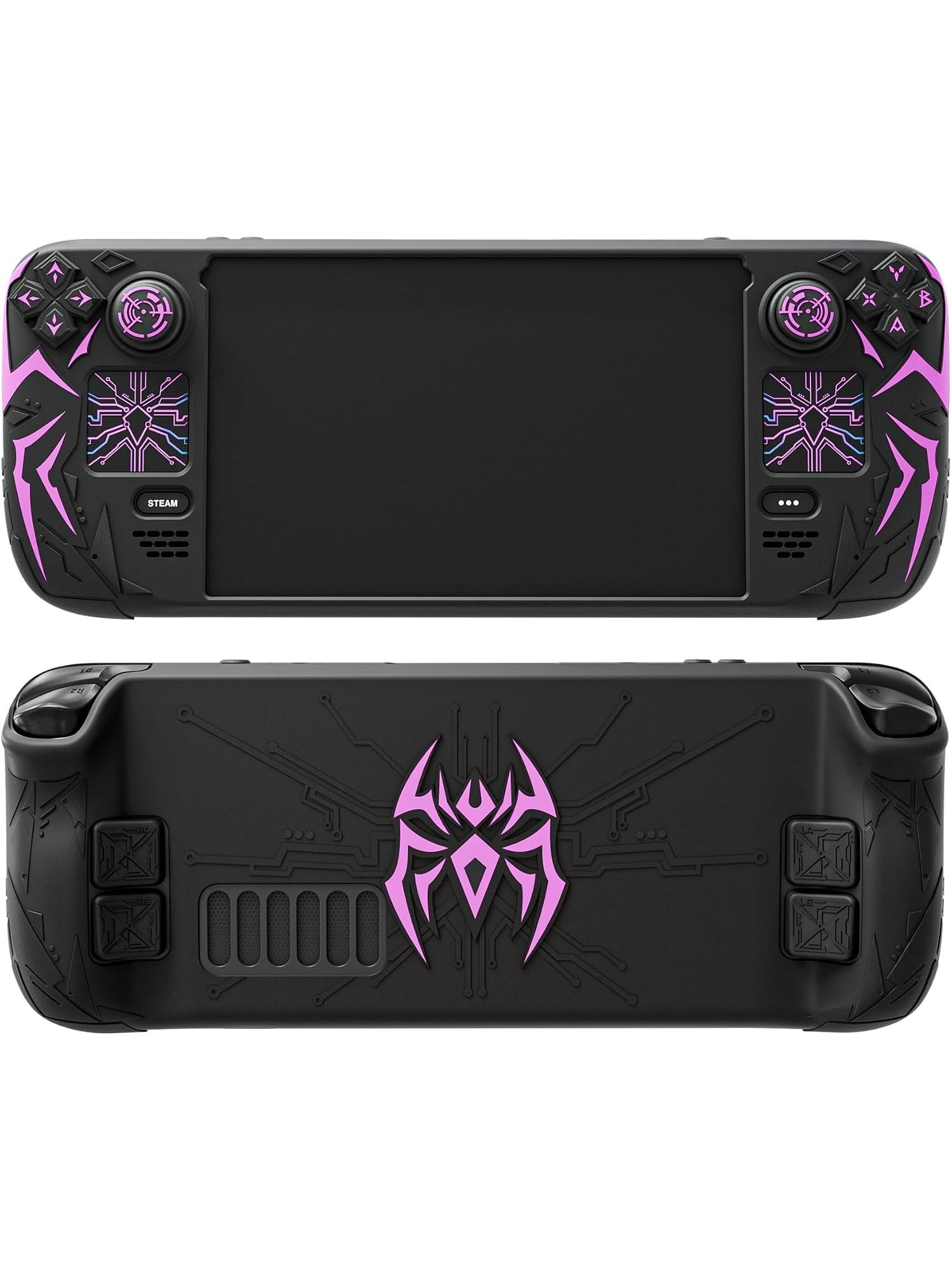 PlayVital Чехол Cyber Spider для Steam Deck OLED/LCD, противоскользящий силиконовый грип-кейс, улучшенные задние кнопки, накладки на стики и трекпад