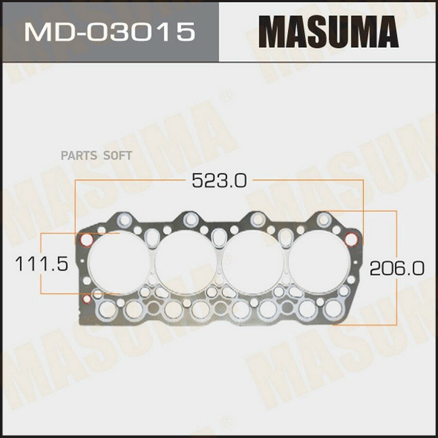 Прокладка ГБЦ Mitsubishi (4D35) толщина 1,60 Masuma MASUMA MD03015 | цена за 1 шт