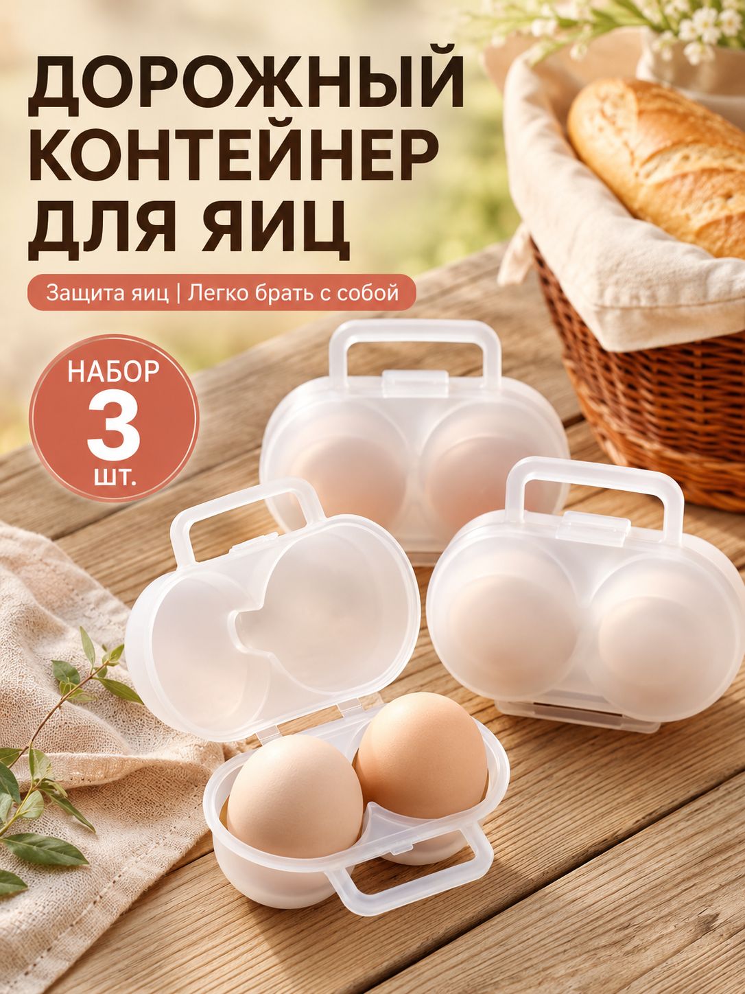 Контейнер пищевой 5 см 3 шт пластик