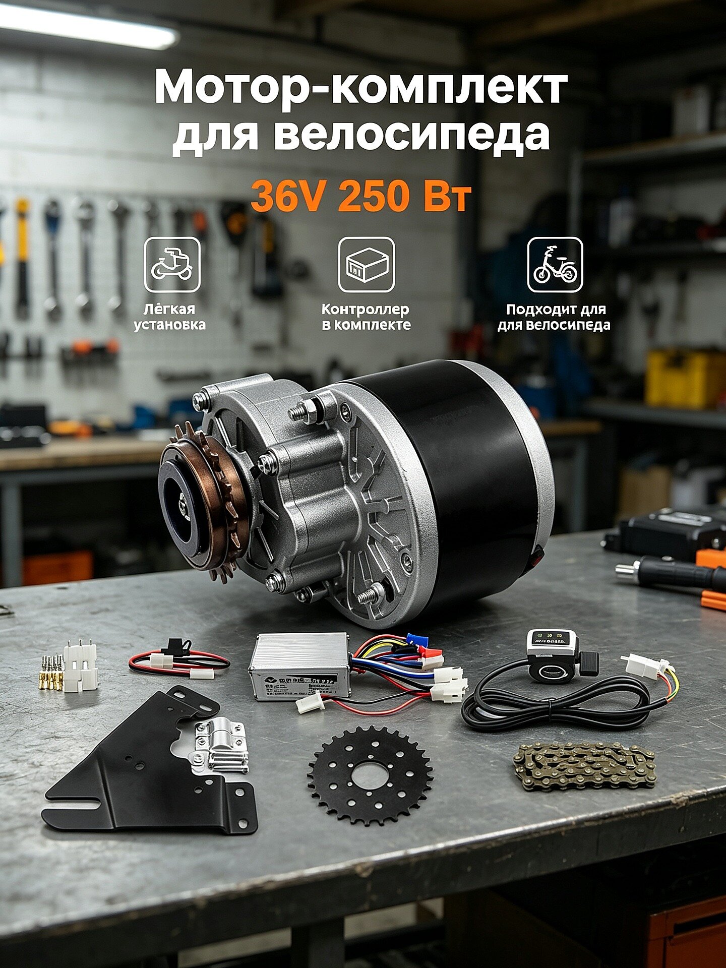 Электромотор-комплект для велосипеда, мотор-комплект 36V 250 Вт, управление шифтером