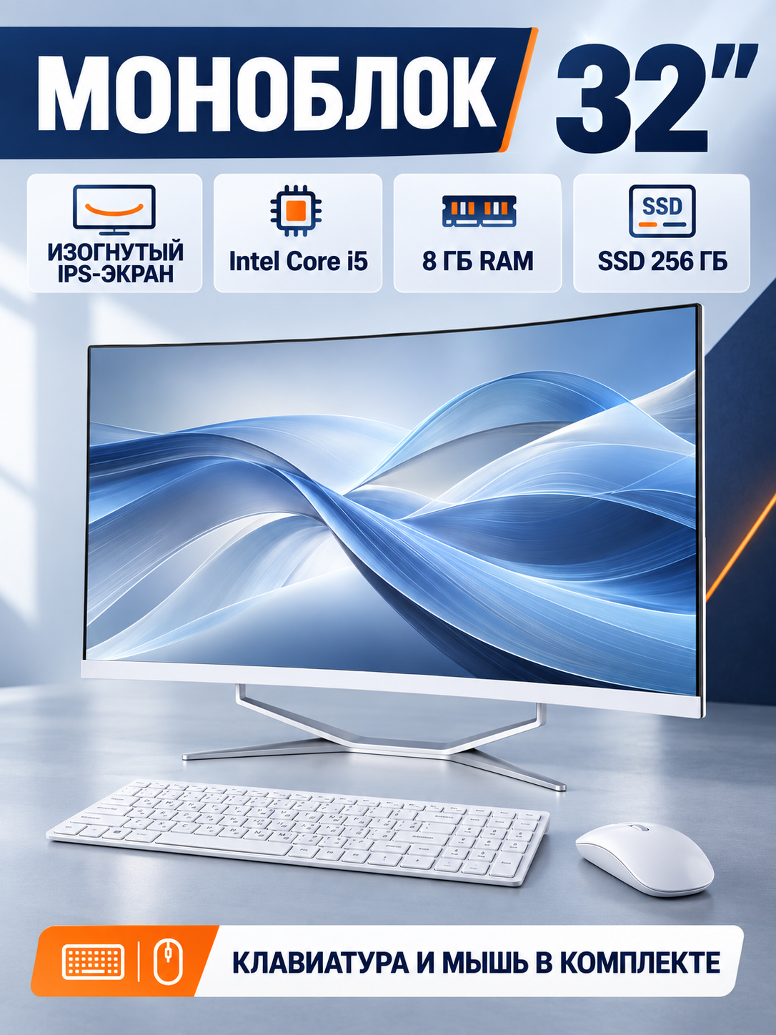 Моноблок CHIGO R320 32″ с изогнутым экраном, Core i5-6500, 8/256 ГБ, Windows 11 Pro