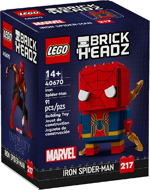 Лего BrickHeadz серия, LEGO Конструктор, лего 40670 Железный Человек-паук, Новейшие продукты Lego из строительных блоков