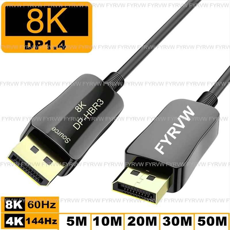 Кабель DisplayPort 1.4 8K 10м, черный