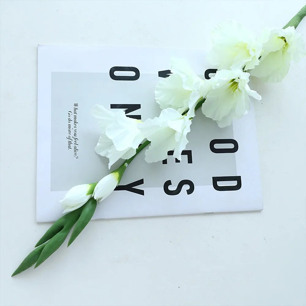 Искусственная ветка гладиолуса 84 см Белый, White