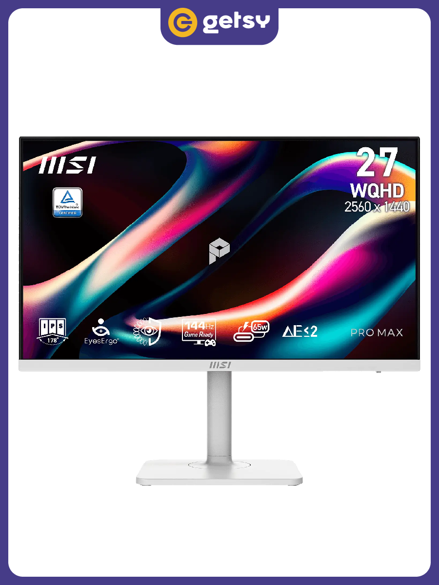 27' Монитор MSI PRO MAX 271QPHW E14, 2560x1440, IPS, 178x178, 300nit, 144 Гц, 4ms, 2 HDMI/DP, 1 USB-C, 2 USB-A, белый