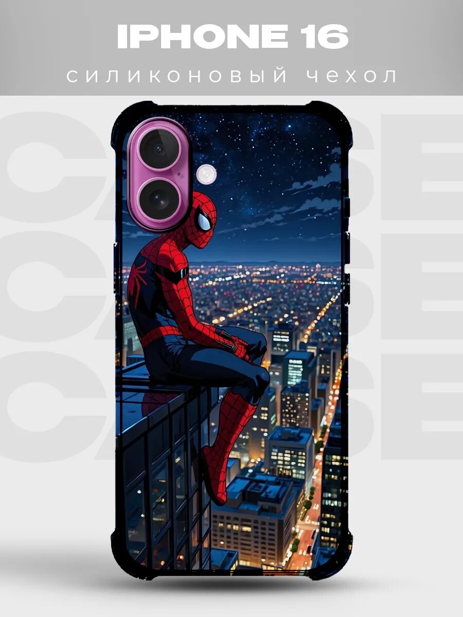 Чехол на iPhone 16 Человек-паук spiderman комикс spider man