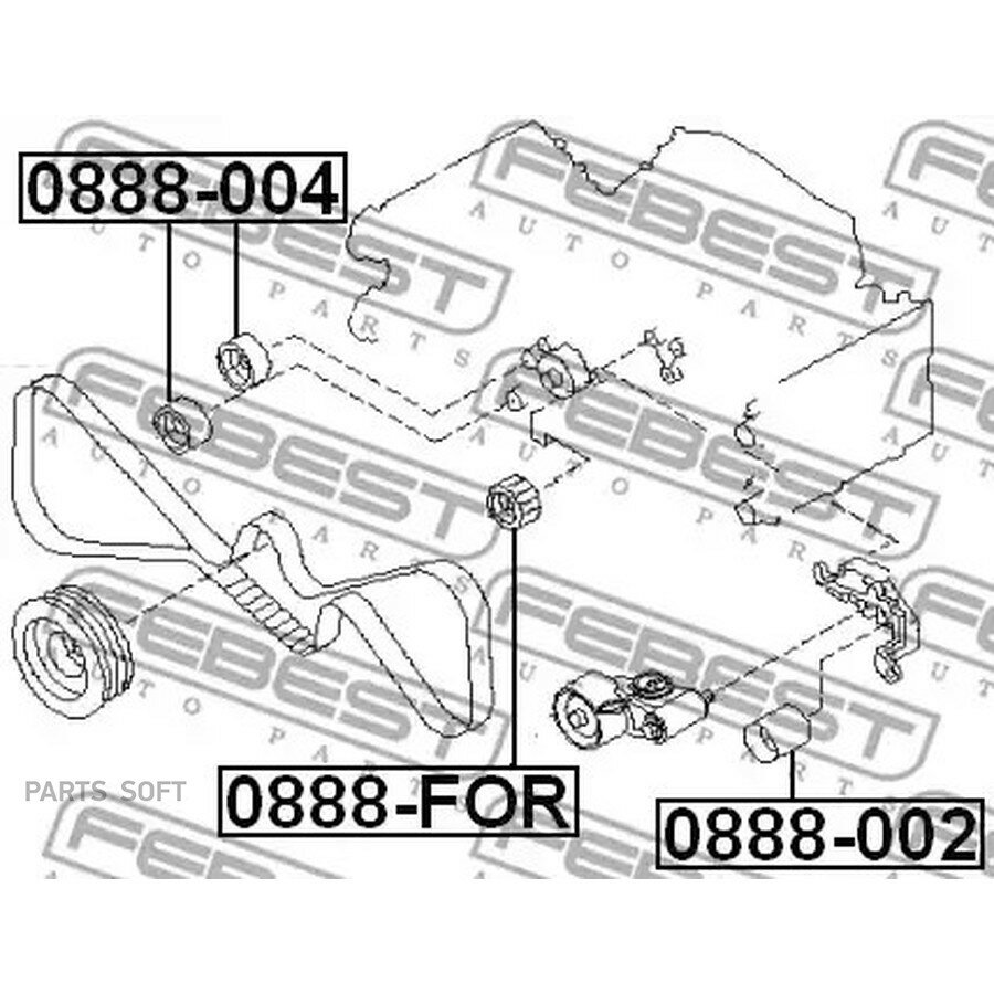 Ролик ремня ГРМ Subaru Forester (SF, SG, SH) 97-, Legacy 89-, Outback 00-, Impreza 92- обводной \ 0888-FOR FEBEST FEBEST 0888FOR | цена за 1 шт