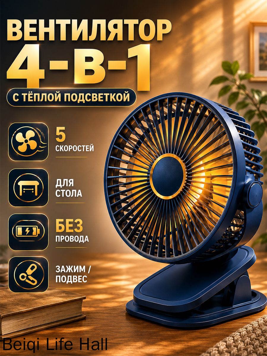 Настольный вентилятор JIASHAN, темно-синий, Бытовая техника → Климатическая техника → Вентиляторы