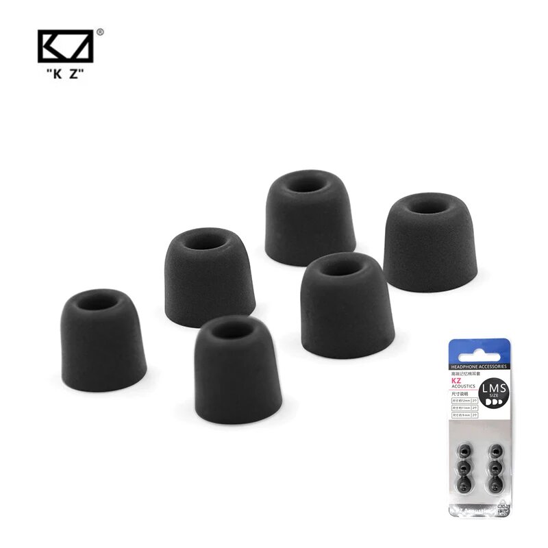 Амбушюры KZ из пены с эффектом памяти для наушников ZSX, EDXPro, PR3 Black - 3 Pairs