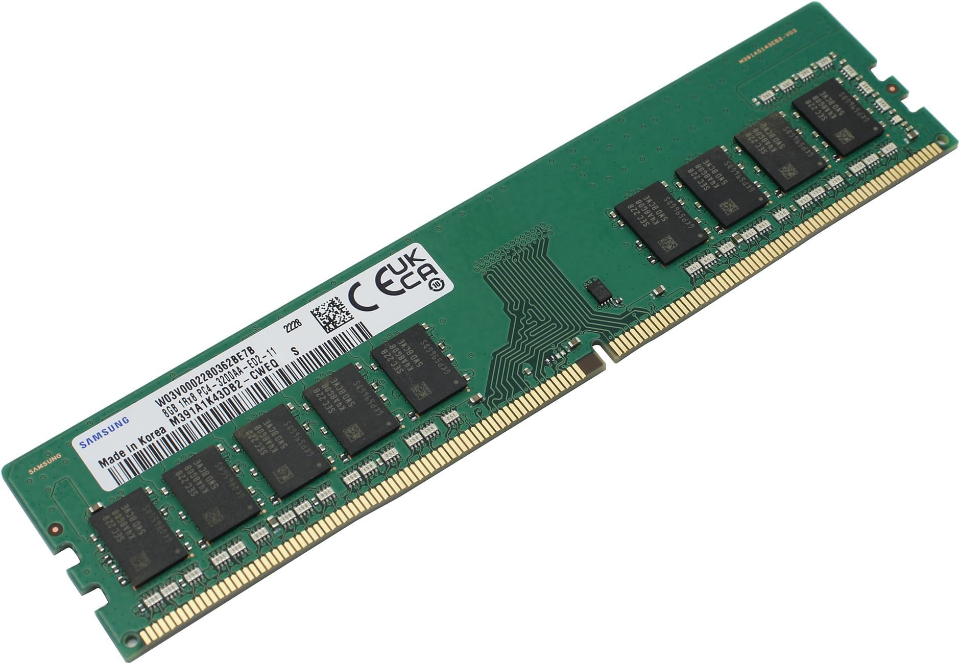 Оперативная память DDR4, 3200 МГц, 1 x (Оперативная память 8GB DDR4 3200 MT s DRAM (PC4-25600) ECC UDIMM M391A1K43DB2-CWEQY)