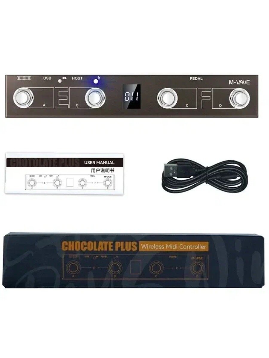 MIDI-контроллер M-vave Chocolate Plus с 4 программируемыми педалями, USB, поддержка перелистывания страниц