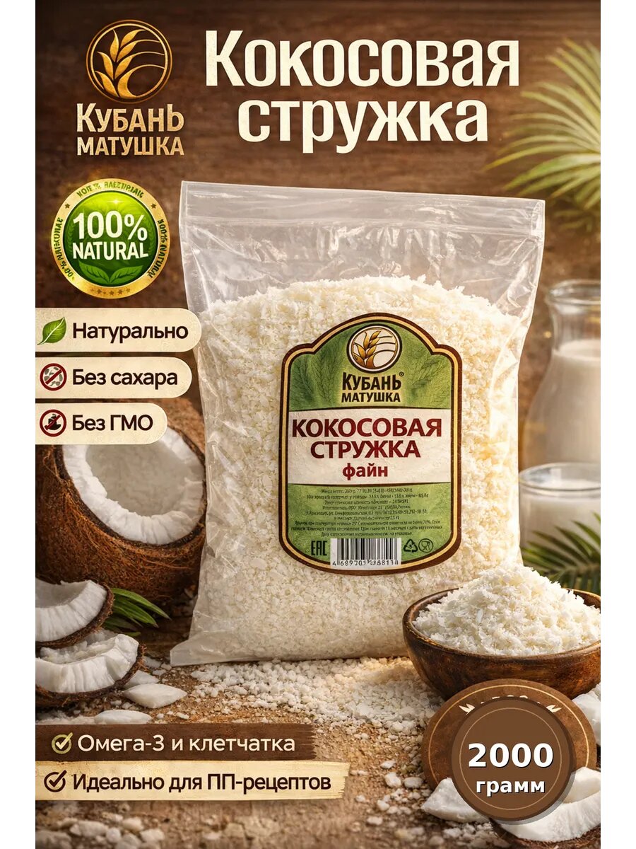 Кокосовая стружка кондитерская без сахара