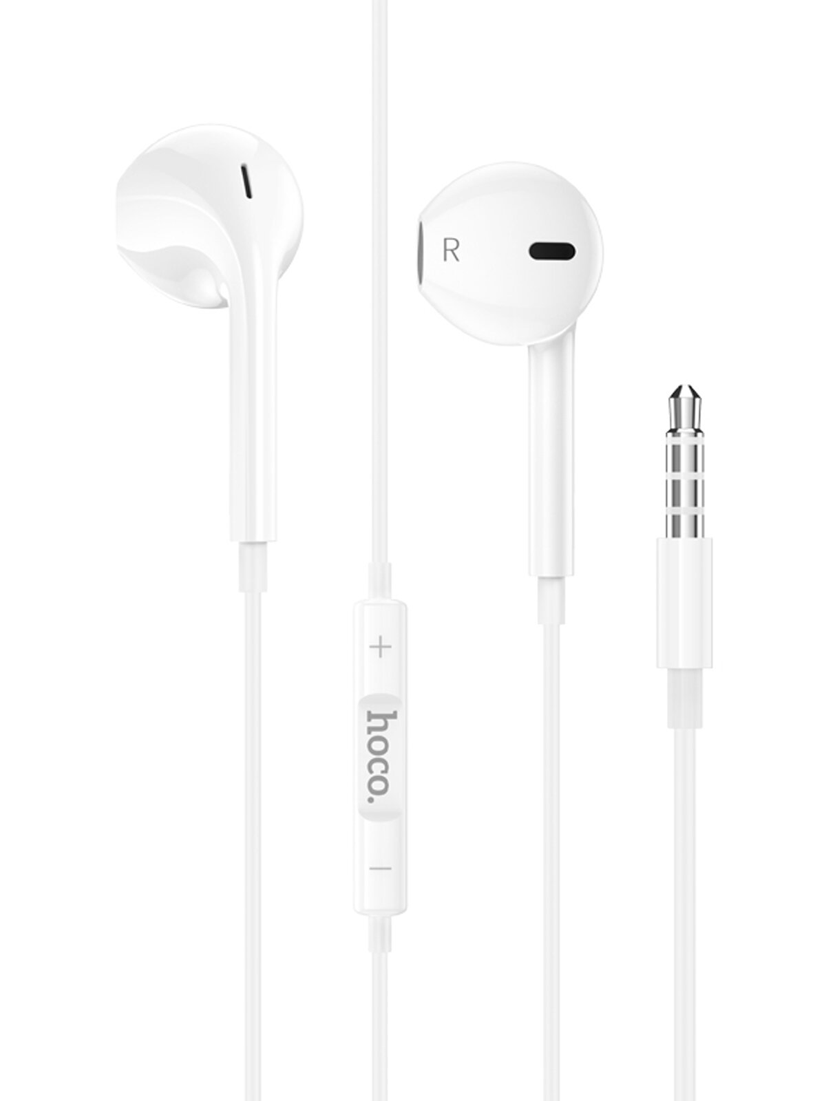 Наушники hoco проводные, M101 Crystal с микрофоном, штекер mini-jack 3.5мм/AUX, длина кабеля 1.2м, белый