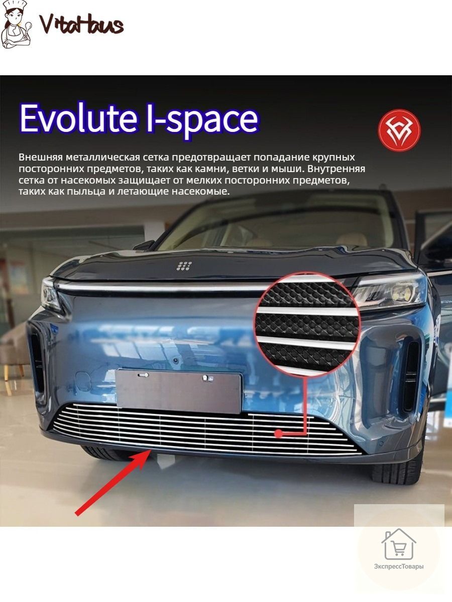 Популярная защитная сетка из нержавейки для решетки радиатора Evolute Ispace