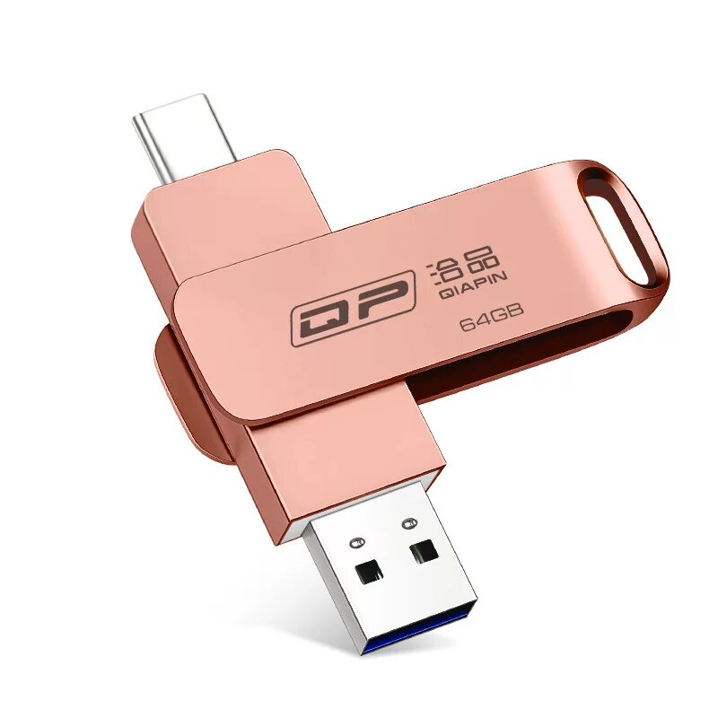 Металлический флеш-накопитель 256GB USB 3.0 для Android и ПК, розовый