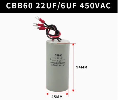 Odoelec CBB60 450VAC 22UF+6UF трехпроводной конденсатор для мотора-крана