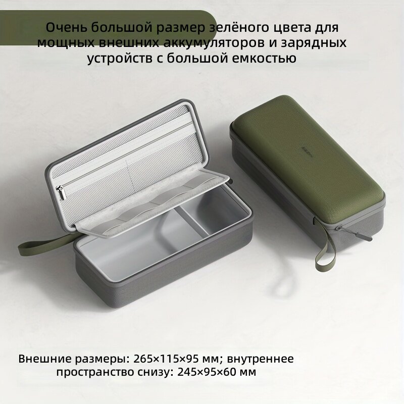 Портативный чехол-органайзер для кабелей, зарядных устройств, карт памяти и мыши, зеленый, размер XL