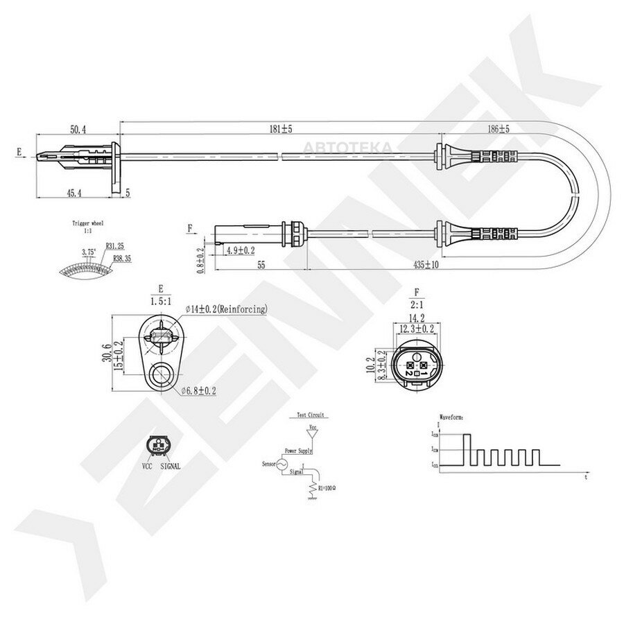 Датчик ABS ZENNEK DAS0813