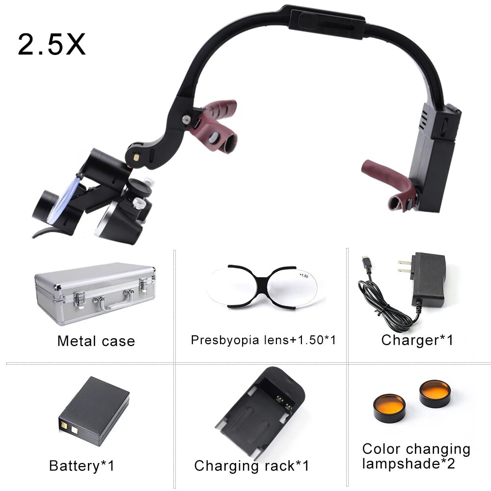 YUYO Светодиодные стоматологические лупы no loupes 1 battery