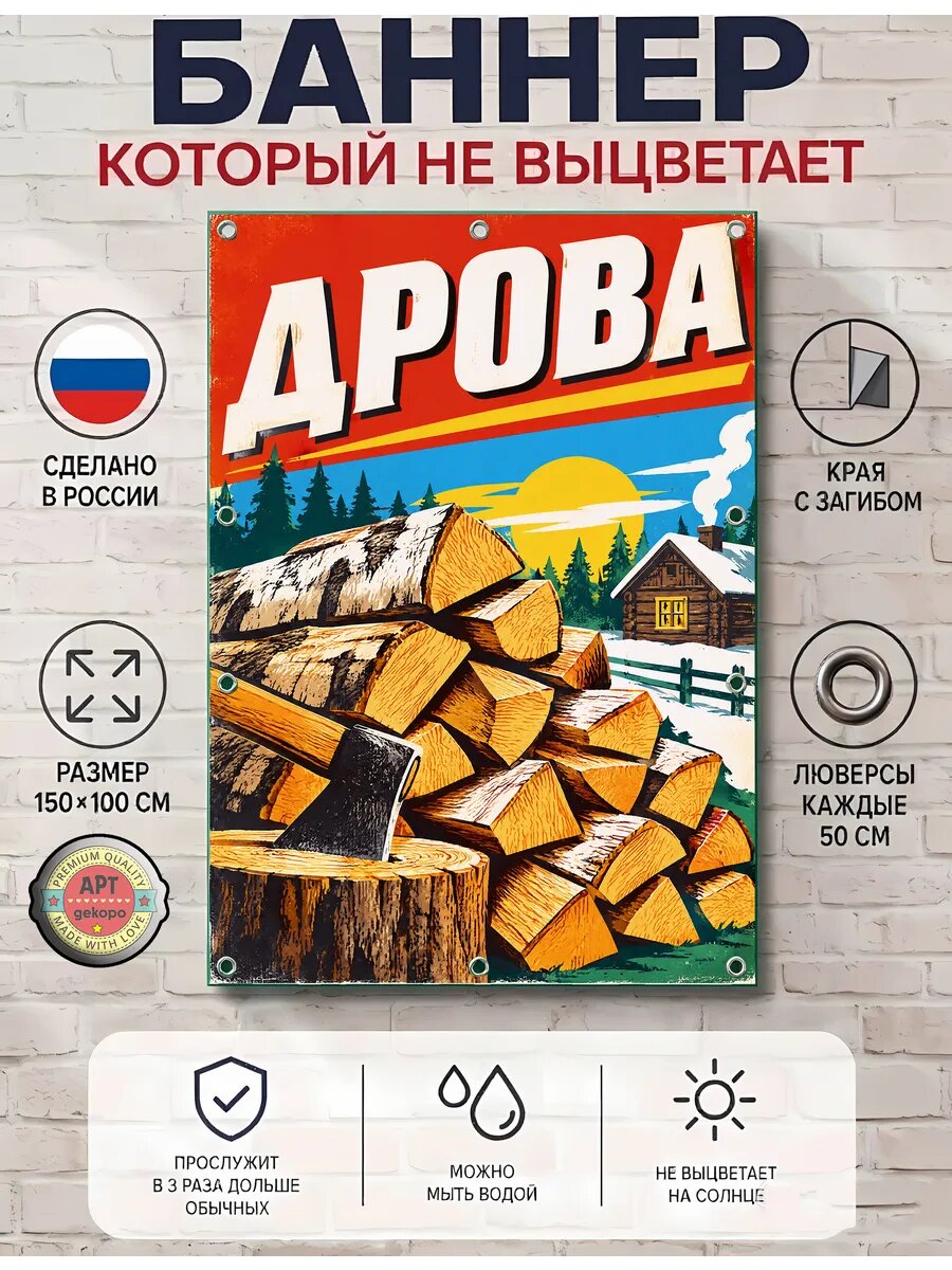 Дрова баннер рекламный уличный вывеска 100х150 см