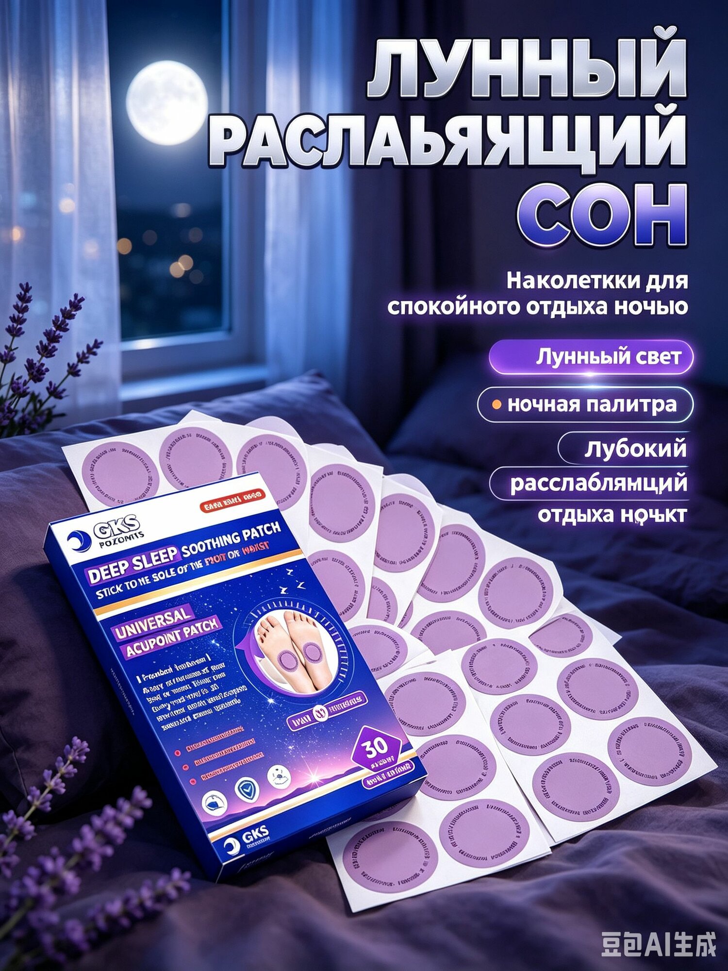 Патчи для сна с мелатонином и магнием Life Patches, трансдермальный пластырь для засыпания, 30 шт.