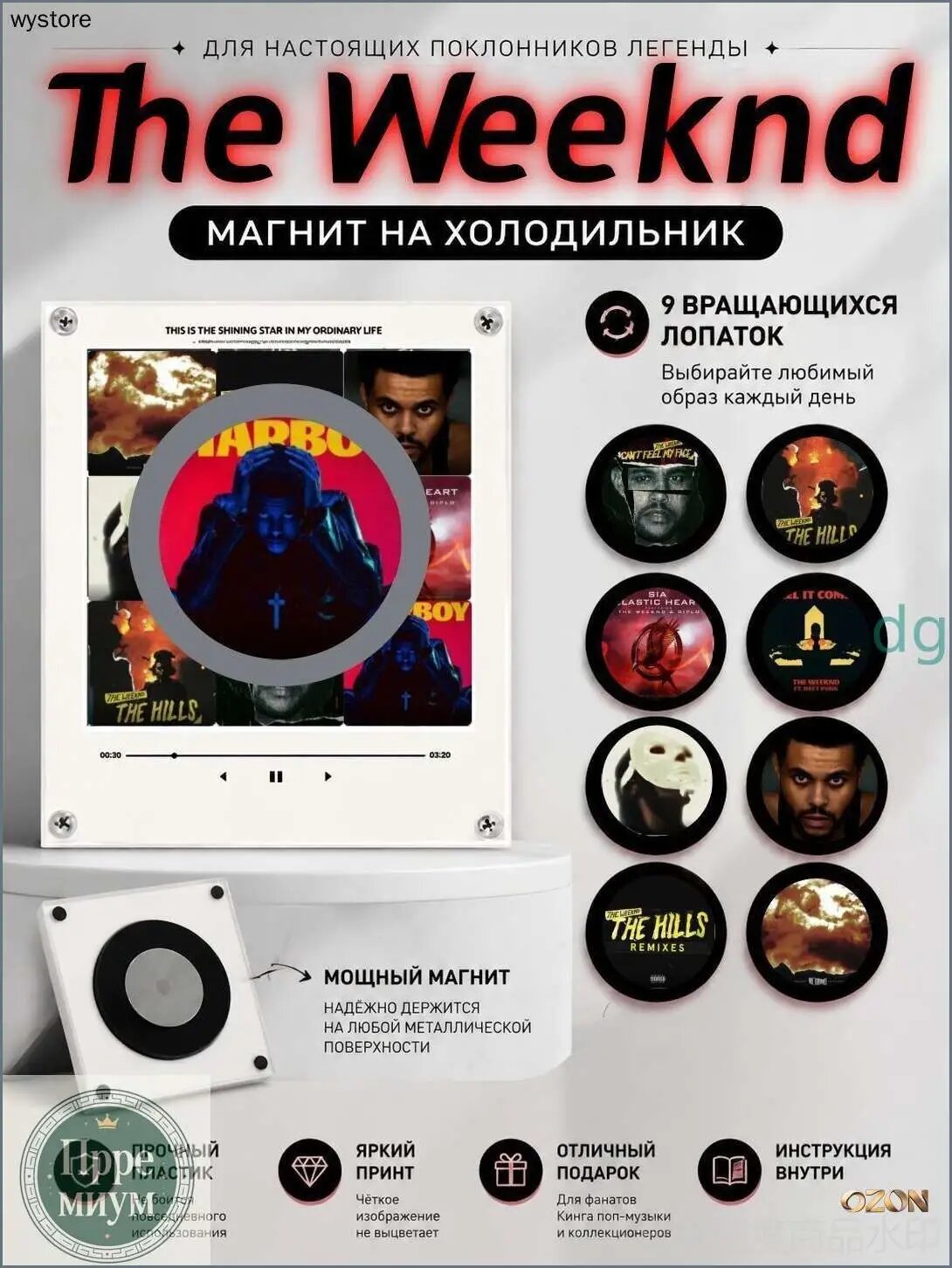 HlМини проигрыватель на холодильник/Магнит плеер на холодильник The Weeknd