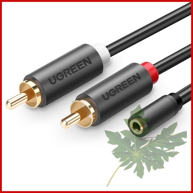 Аудиокабель UGREEN AV102 (10588) 3.5mm Female to 2 RCA Male Audio Cable. Длина: 1м. Цвет: серый