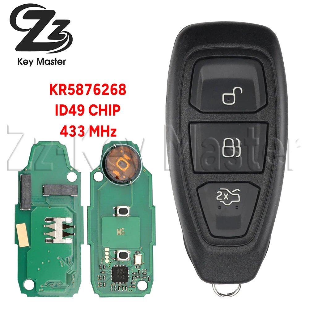 Смарт-карта-ключ Zz Key Master KR5876268 ID 49/4D 83 CHIP 433 МГц для Ford Mondeo Kuga ID49 CHIP