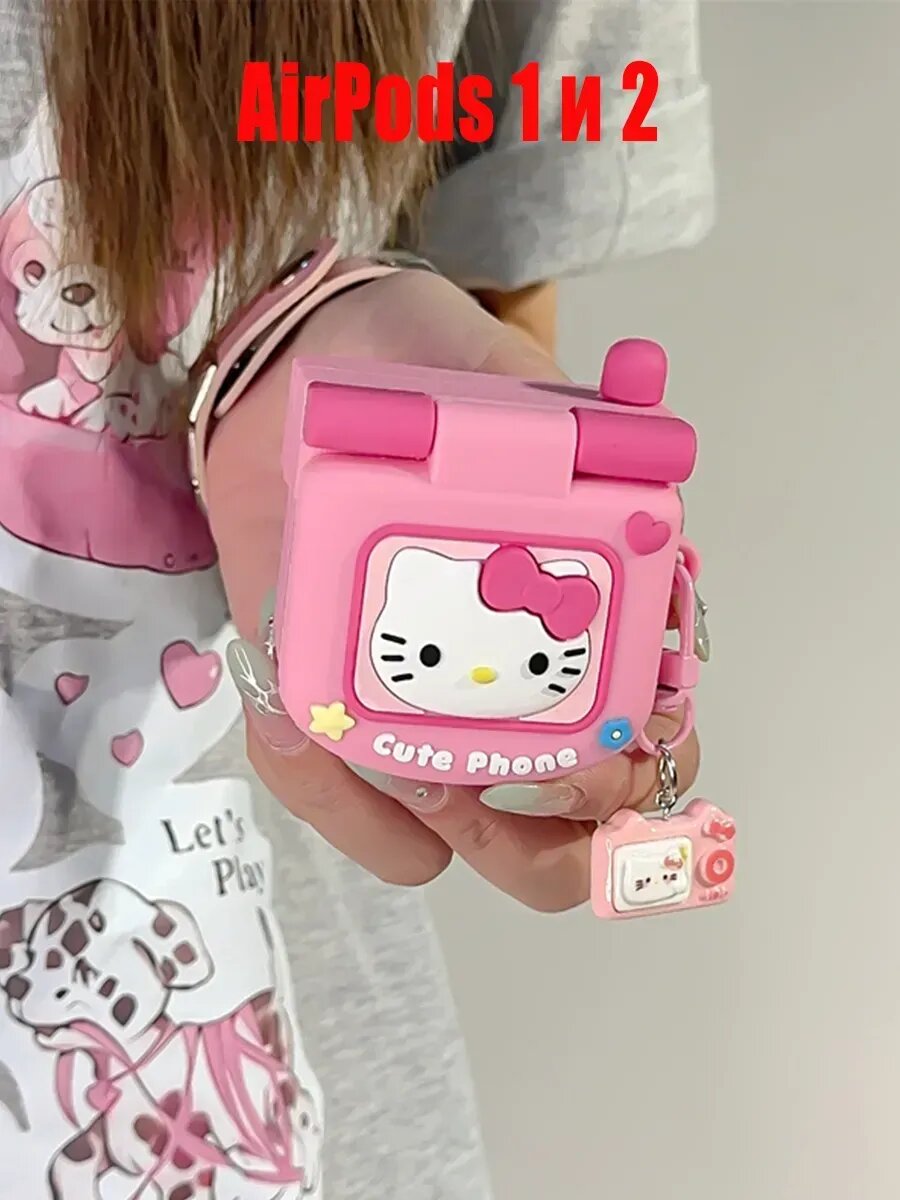Чехол для AirPods 1 и 2 hello kitty phone