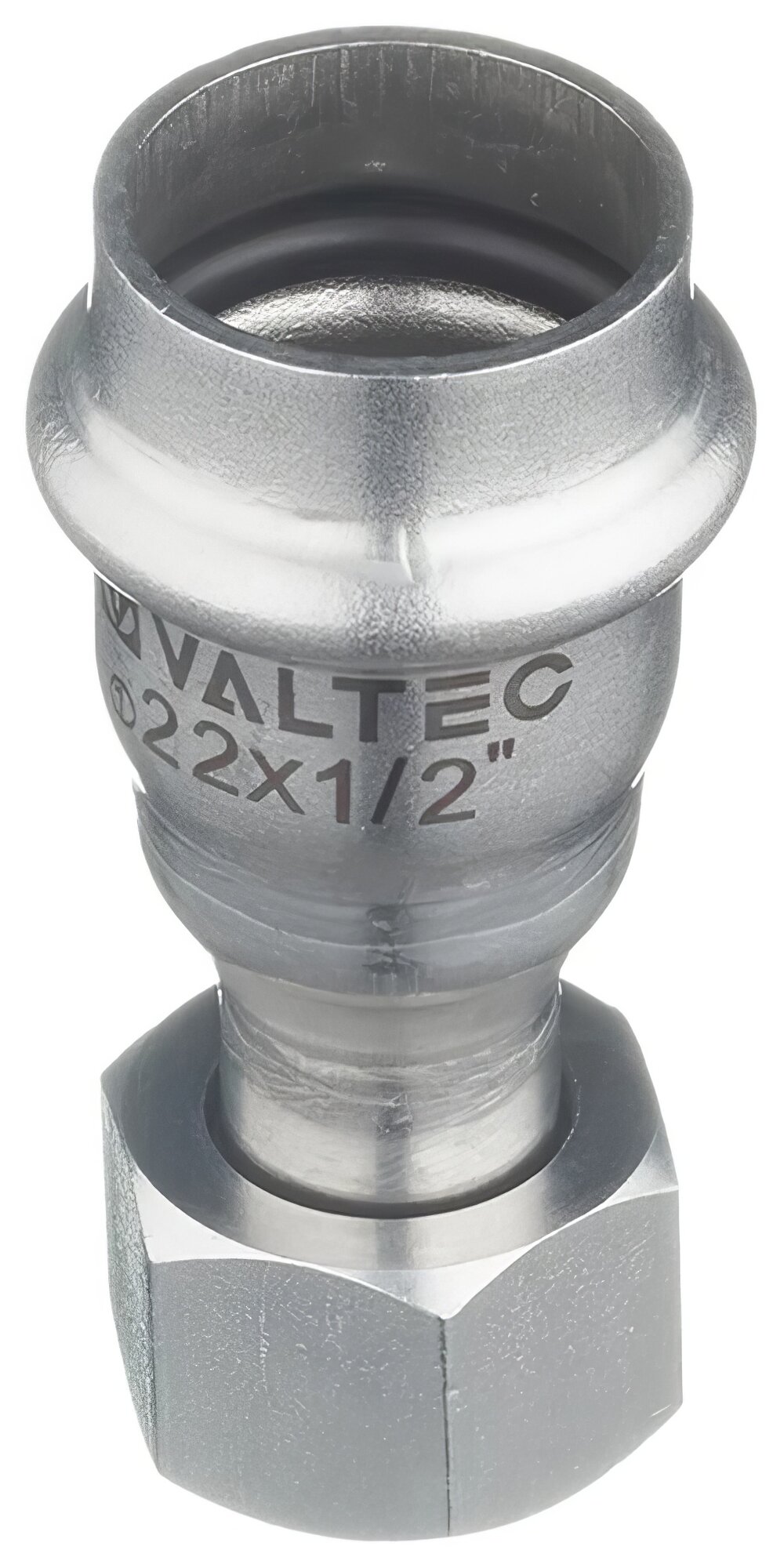 Соединитель Valtec 22 мм х 1/2 ВР(г) резьба-обжим нержавеющая сталь с накидной гайкой (VTi.908. I.002204)