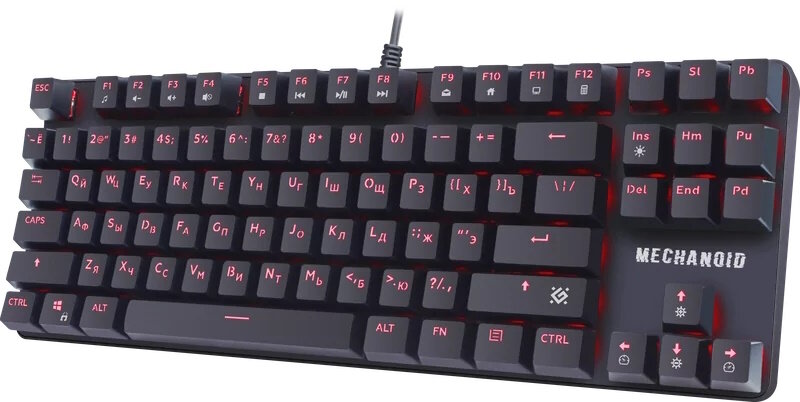 Клавиатура механическая DEFENDER Mechanoid GK-581 RU, черный,87кн, SNK корич (45581)