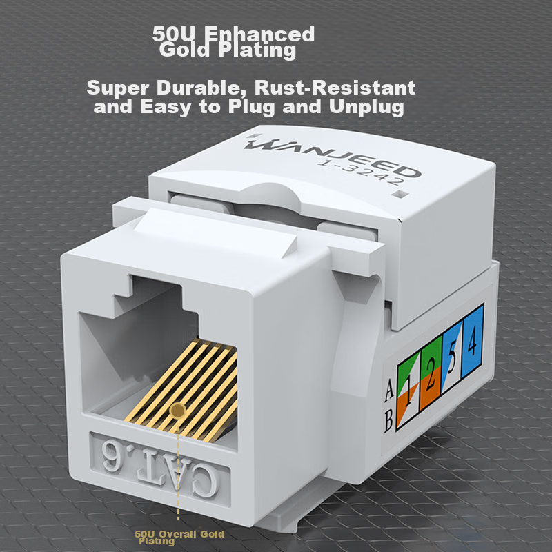 WANJEED Cat6 сетевой модуль RJ45 Gigabit Ethernet разъем с кристаллическим соединителем для патч-панели тип 1-3242